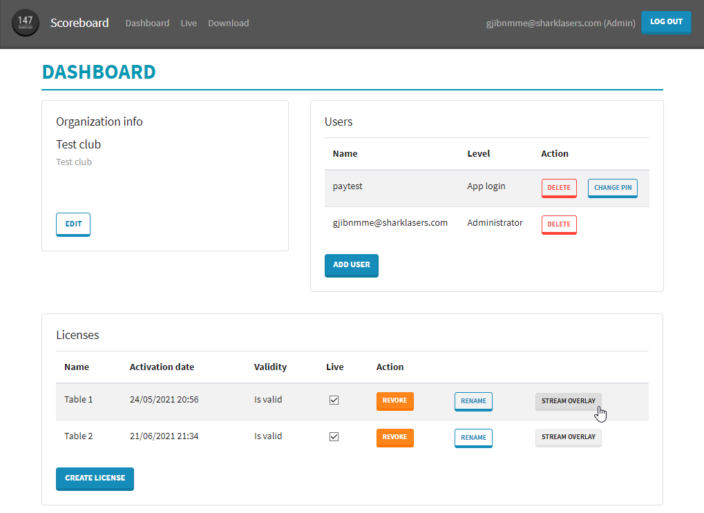 147board - Snooker scoreboard